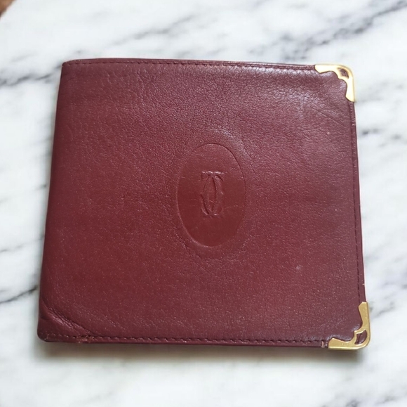 Cartier | Bags | Cartier Gold And Bordeaux With Elegant Cartier Logo ...